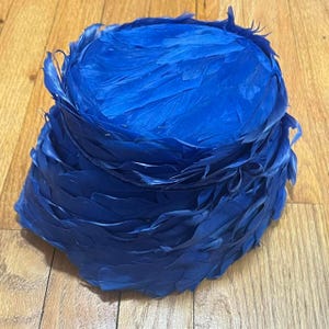 Vintage 50s 60s Blue Feather Cloche Hat Velvet Bow Union Made in USA - Etsy