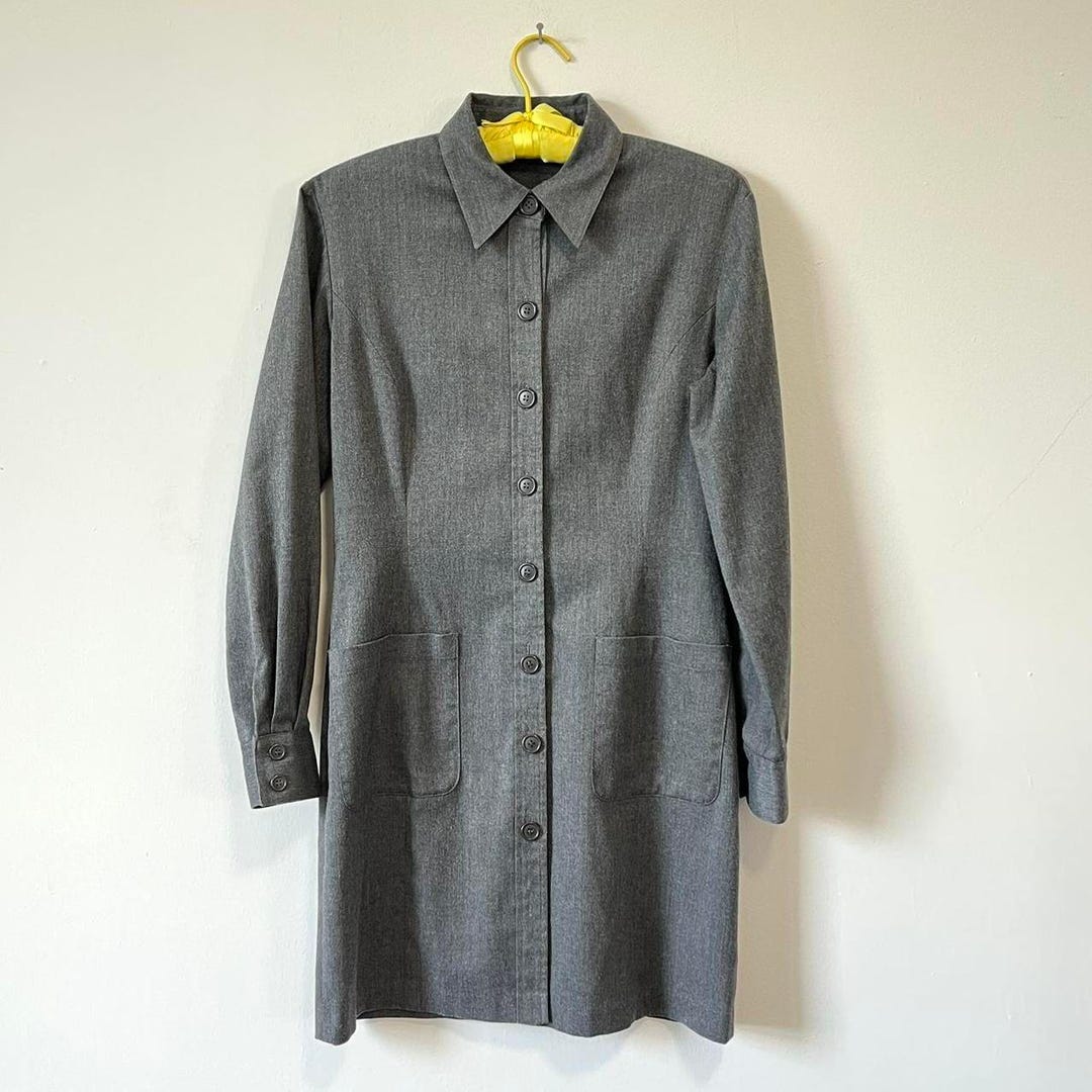 Vintage 90s Y2K Limited Heather Grey Jacket Dress Lab Coat Style Size 6 ...