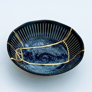 Real Kintsugi ocean Blue Kintsugi Bowl Broken & Repaired Japanese Wabi ...