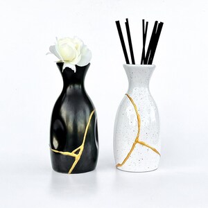 White Kintsugi Vase - Kintsugi Sake Bottle - Kintsugi Vase -white ...