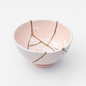 Pink Kintsugi Bowl - Cherry Blossoms -gold Repair - Anniversary Gift ...