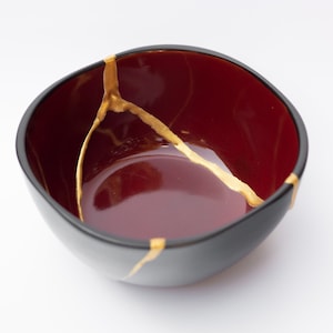 Red Kintsugi Bowl Red, Gold & Black Perfect Gift Japanese Bowl Kintsugi ...