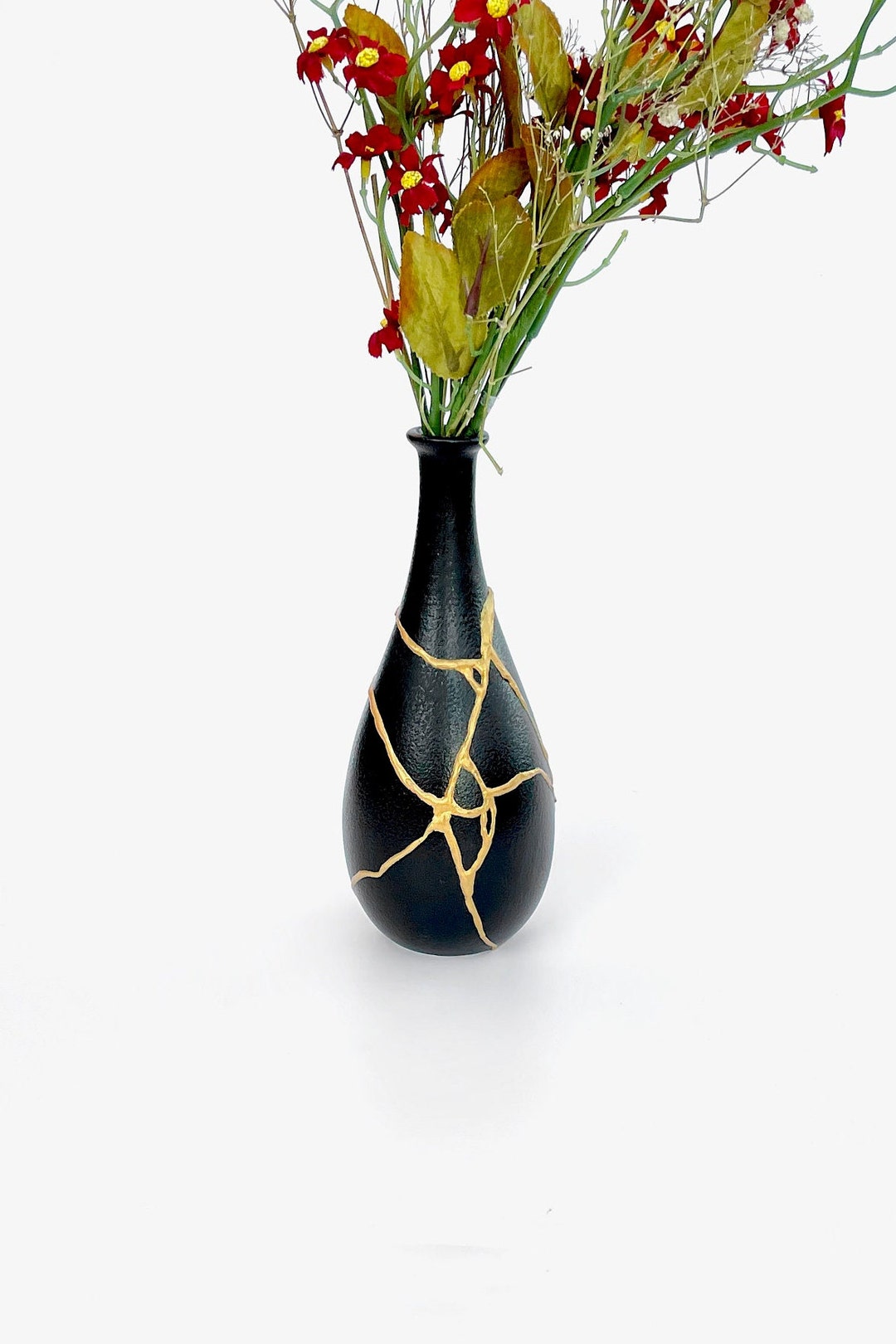 Black Kintsugi Vase (perfect Anniversary or Birthday Gift) -japanese ...