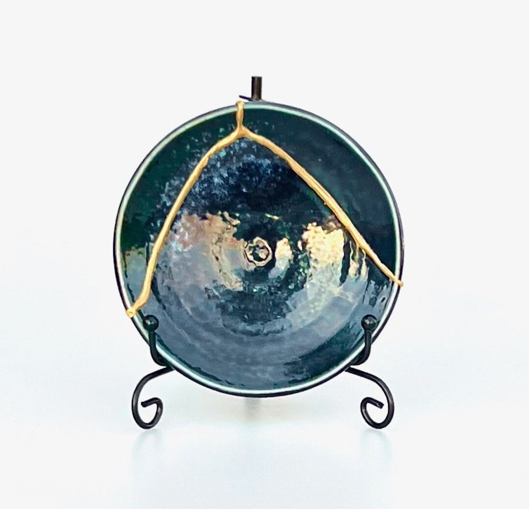 Ocean Blue Kintsugi Bowl -kintsugi Plate- Jewelry Container -gold ...