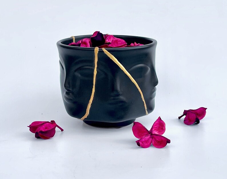 Kintsugi Planter Kintsugi Flower Pot Kintsugi Face | Etsy