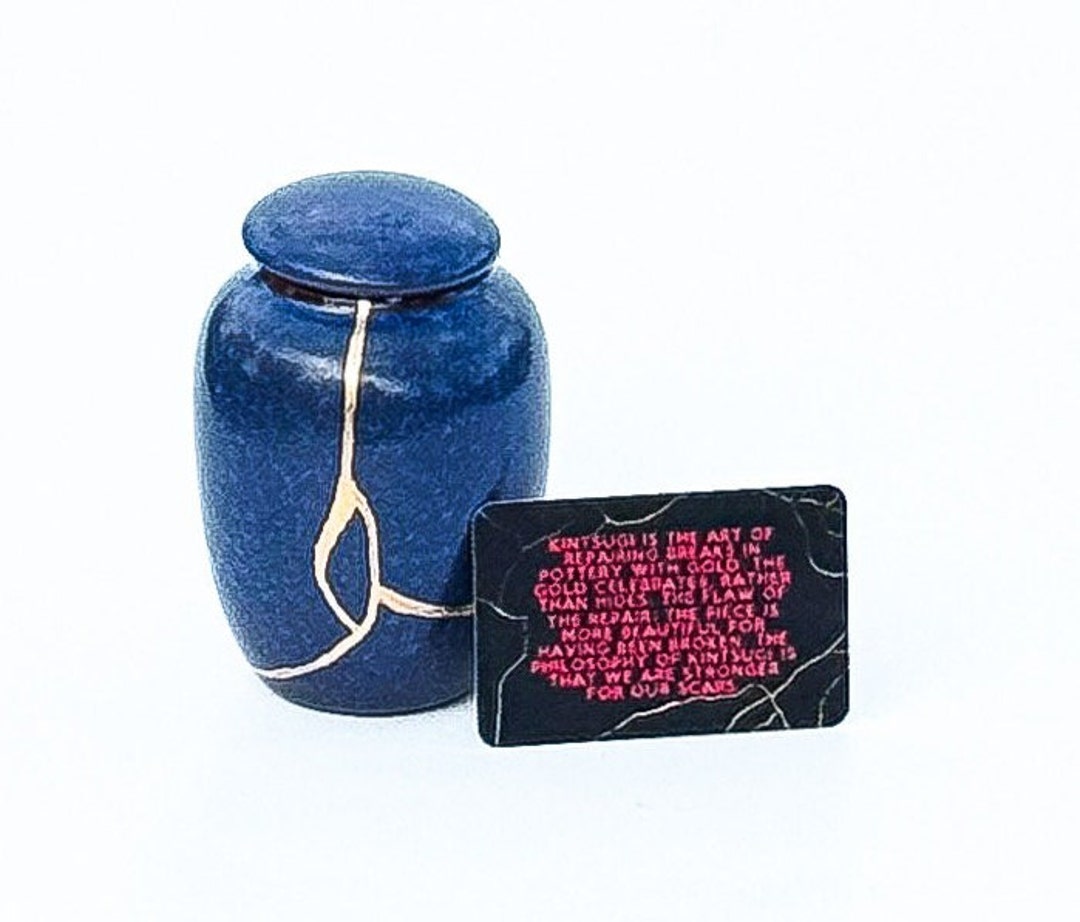 Kintsugi Urn for Pet - Kintsugi Jar - Kintsugi Pet Urn - Blue or Purple ...