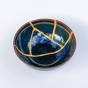 Ocean Blue Real Kintsugi Bowl - Jewelry Holder - Jewelry Container ...
