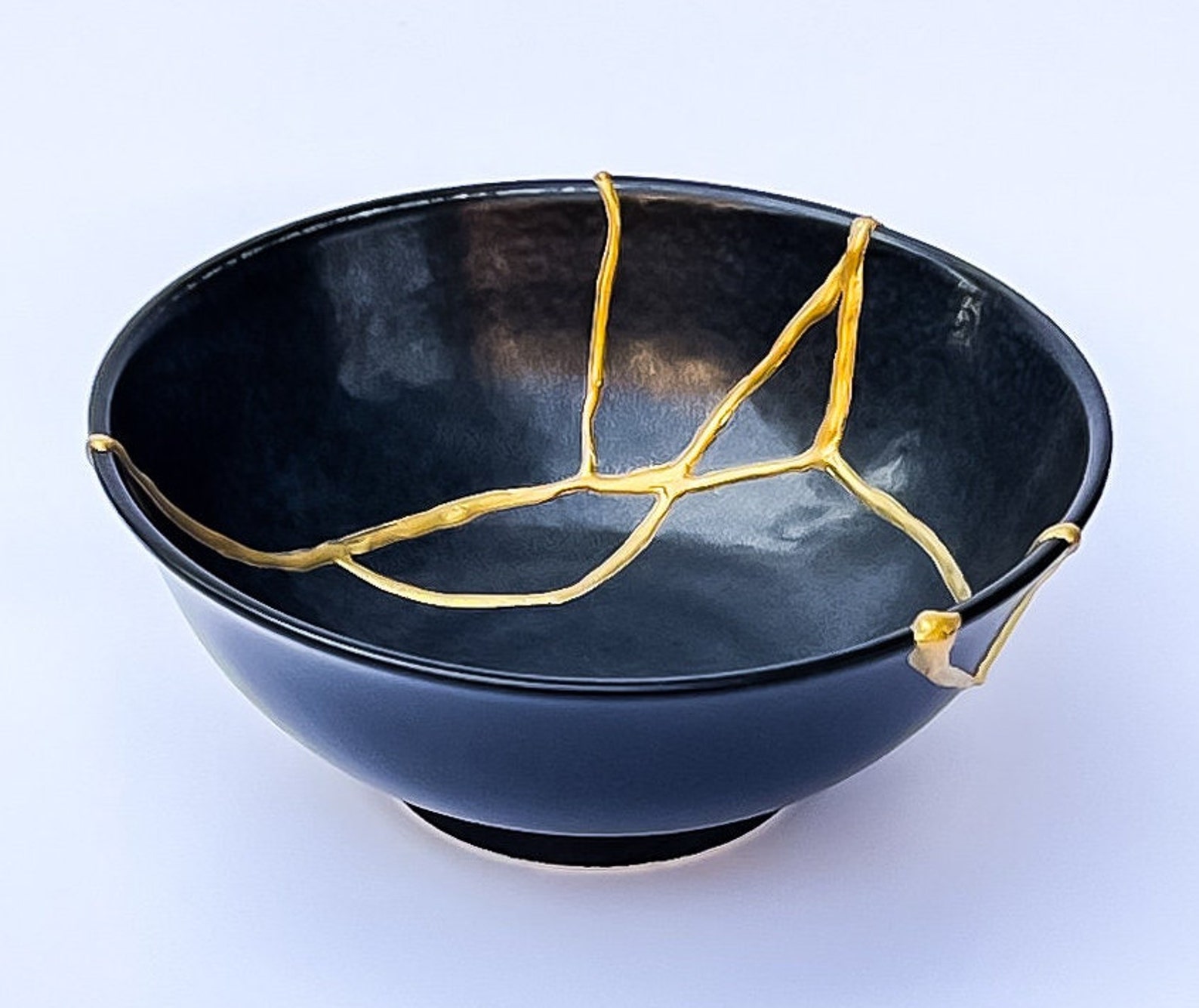 Large Midnight Blue Kintsugi Bowl Kintsugi Home Decor Kintsugi Pottery ...