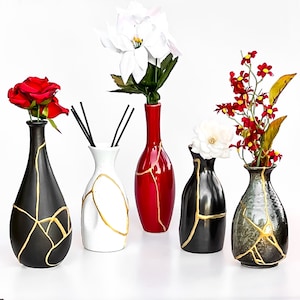 Real Kintsugi Sake Bottle - Kintsugi Bottle - Kintsugi Vase - Black ...