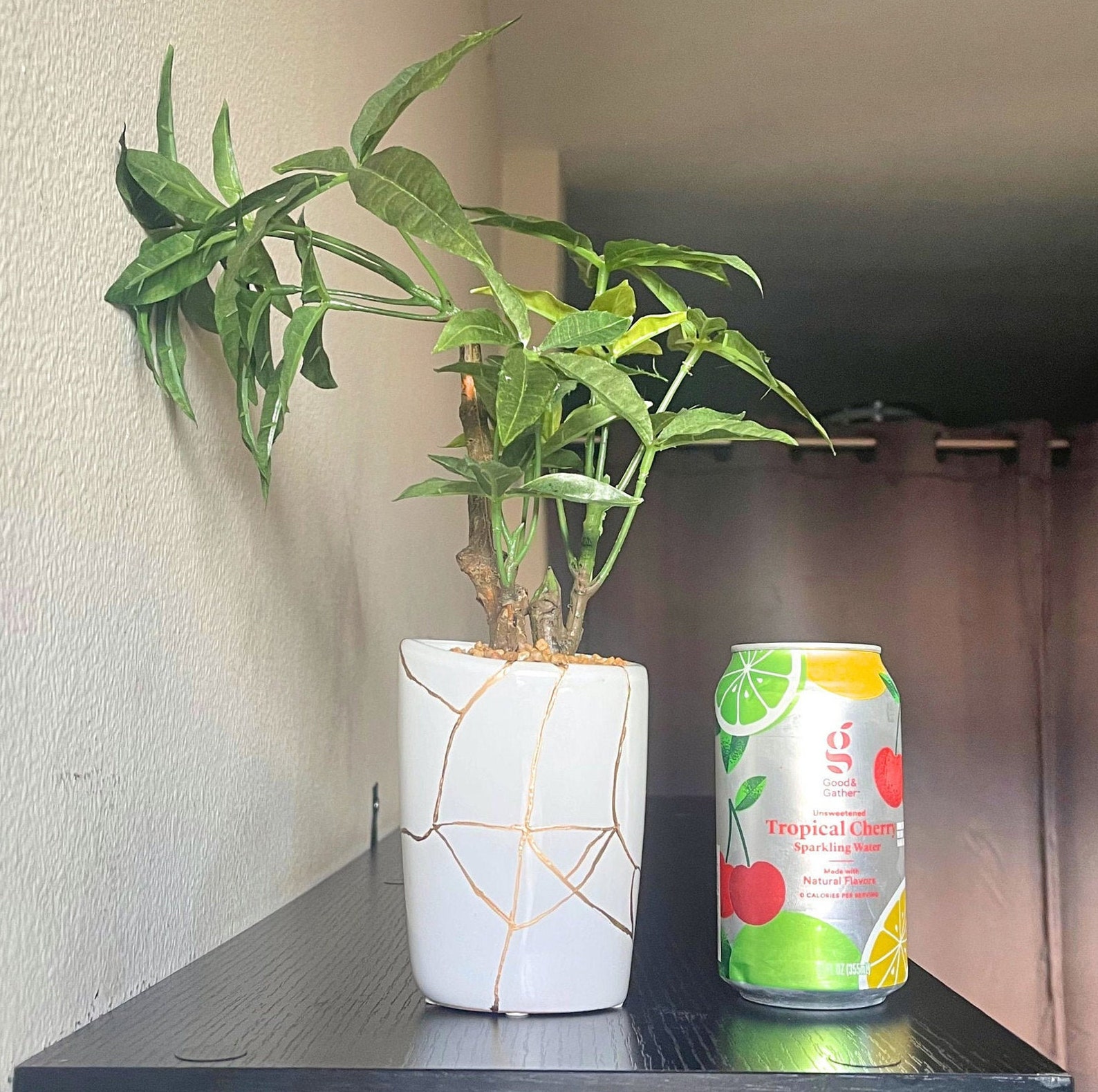 Kintsugi Planter and Artificial Plant White & Gold Kintsugi | Etsy