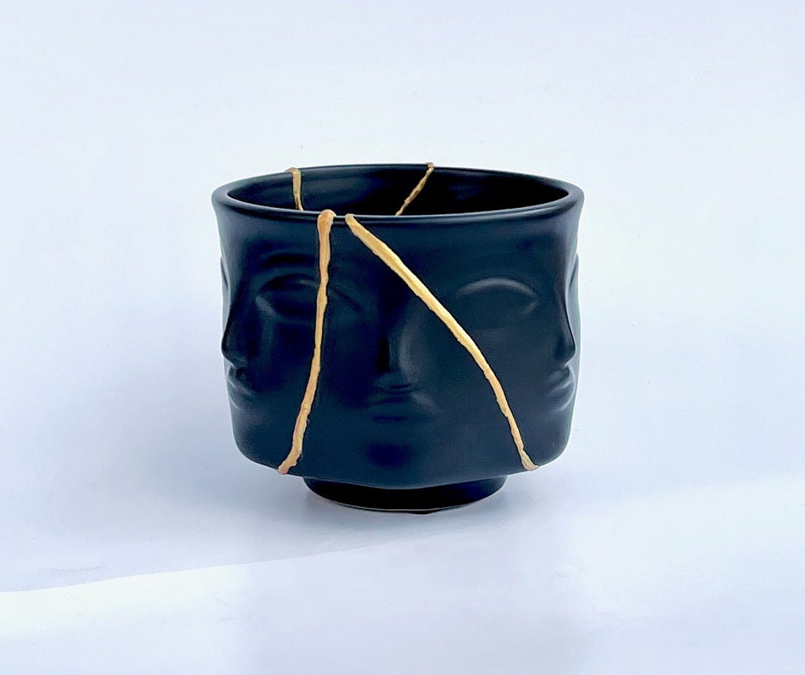 Kintsugi Planter Kintsugi Flower Pot Kintsugi Face - Etsy