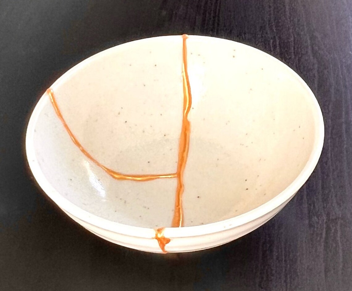 White Kintsugi Bowl - Kintsugi Jewelry Holder - Jewelry Container -gold ...