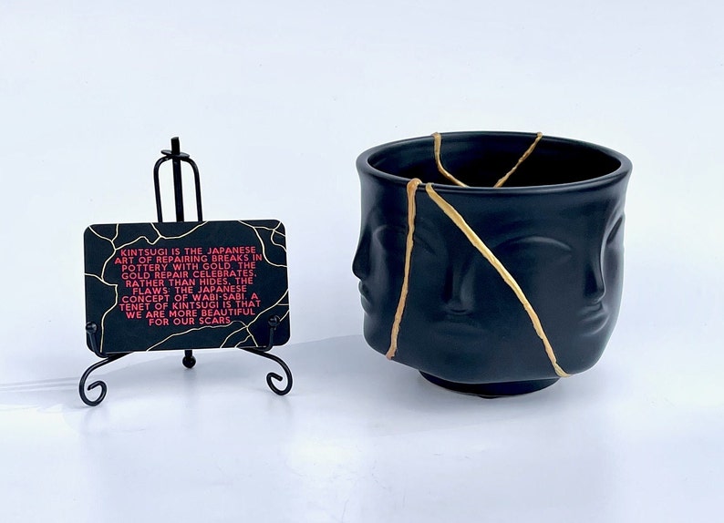 Kintsugi Planter Kintsugi Flower Pot Kintsugi Face | Etsy