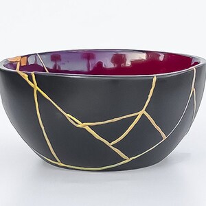 Red Kintsugi Bowl Red, Gold & Black Perfect Gift Japanese Bowl Kintsugi ...