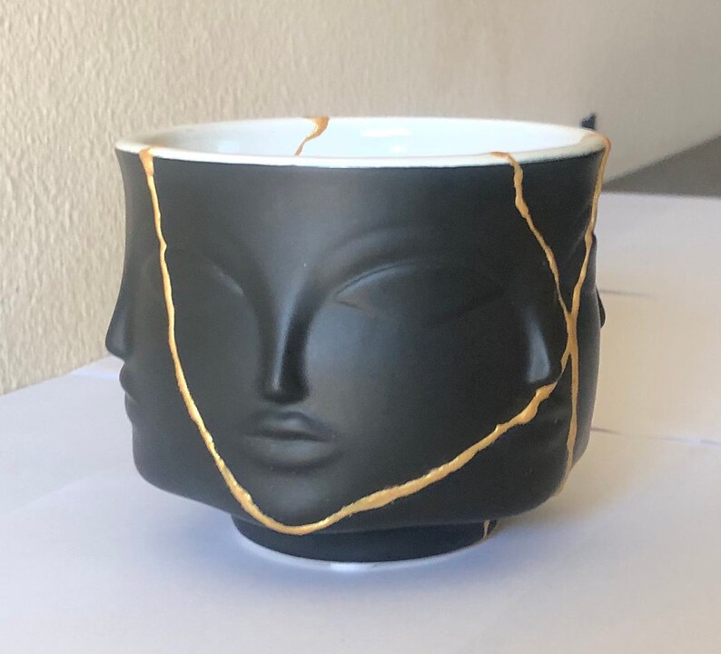 Kintsugi Planter Kintsugi Flower Pot Kintsugi Face | Etsy