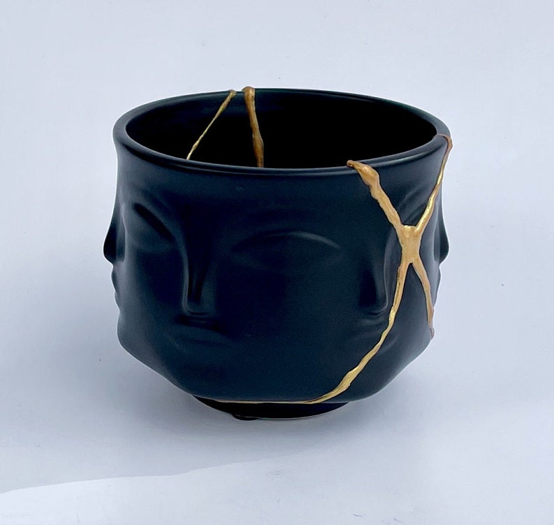 Kintsugi Planter Kintsugi Flower Pot Kintsugi Face | Etsy