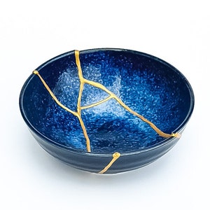 Ocean Blue Real Kintsugi Bowl - Jewelry Holder - Jewelry Container ...