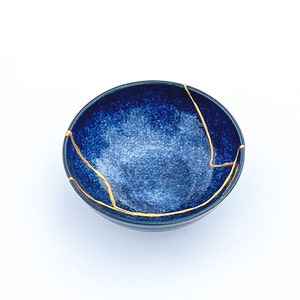 Ocean Blue Real Kintsugi Bowl Jewelry Holder Jewelry Container gold ...