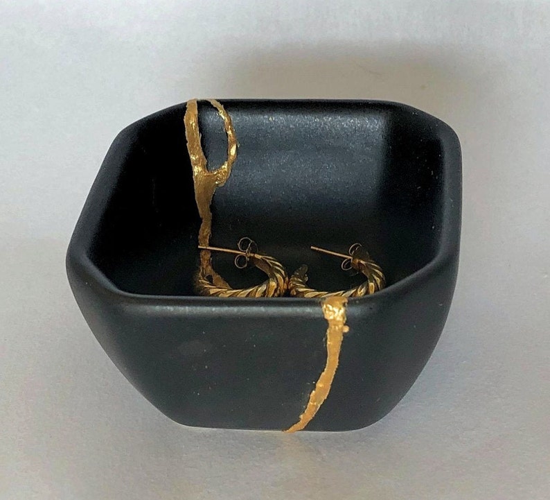 Small Kintsugi Jewelry Container Kintsugi Bowl Sauce Bowl | Etsy