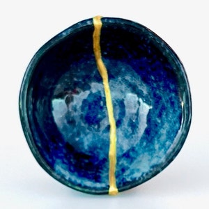 Real Kintsugi Bestselling Blue Kintsugi Bowl Gold Repair - Etsy