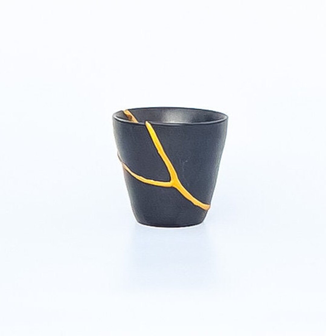 Black Kintsugi Sake Cups -kintsugi Tea Cups - Kintsugi Mugs - Black W ...