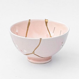 Pink Kintsugi Bowl - Cherry Blossoms -gold Repair - Anniversary Gift ...