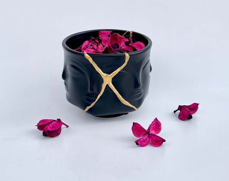 Kintsugi Planter Kintsugi Flower Pot Kintsugi Face | Etsy