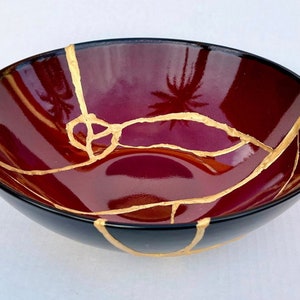 Red Kintsugi Bowl Red Gold & Black Perfect Gift - Etsy