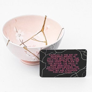 Pink Kintsugi Bowl - Cherry Blossoms -gold Repair - Anniversary Gift ...