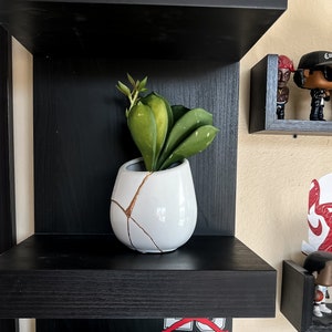 Kintsugi Planter W Artificial Plant - White & Gold - Kintsugi Flower ...