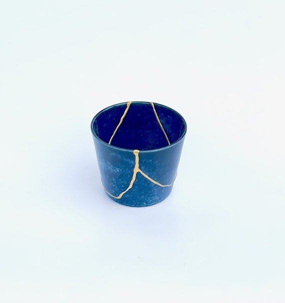 Blue Kintsugi Mug Real Kintsugi Gold Repair Kintsugi Cup - Etsy