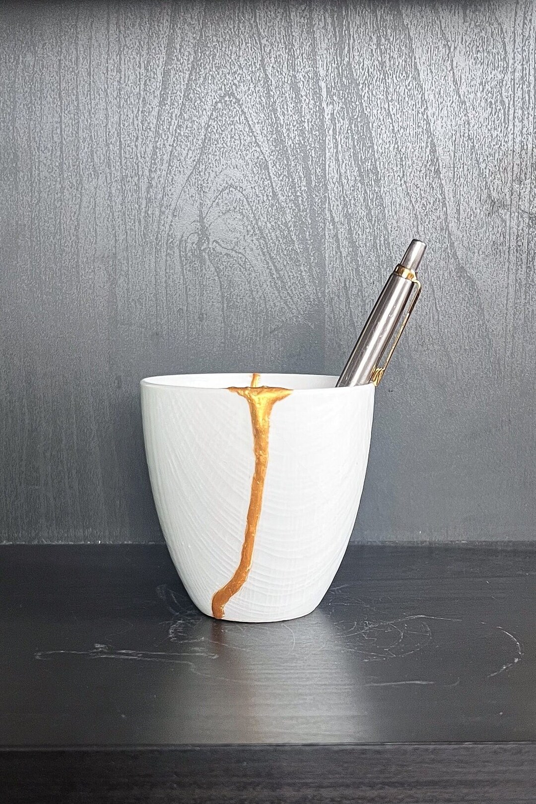 White Kintsugi Cup With Kintsugi Explanation Card -kintsugi Tea Cup ...