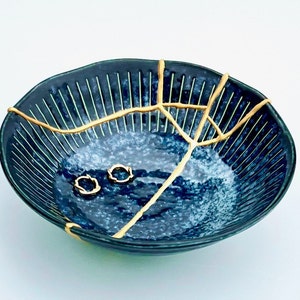 Real Kintsugi -ocean Blue Kintsugi Bowl - Broken & Repaired - Japanese ...