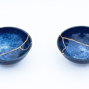 Ocean Blue Real Kintsugi Bowl Jewelry Holder Jewelry Container gold ...