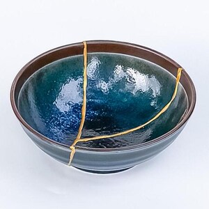 Ocean Blue Real Kintsugi Bowl - Jewelry Holder - Jewelry Container ...
