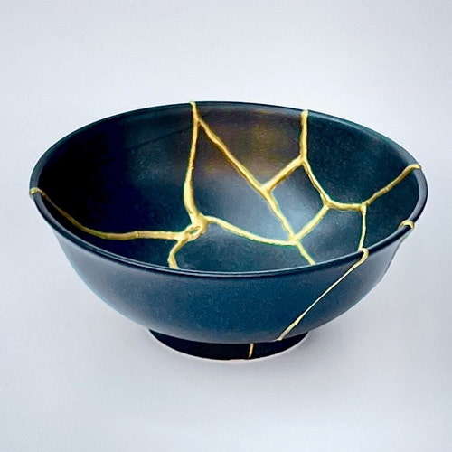Large Midnight Blue Kintsugi Bowl Kintsugi Home Decor - Etsy