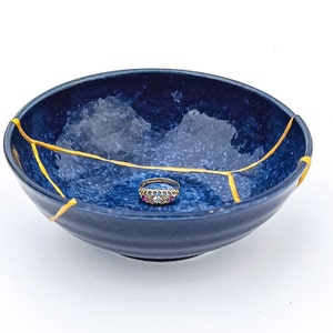 Ocean Blue Real Kintsugi Bowl - Jewelry Holder - Jewelry Container ...