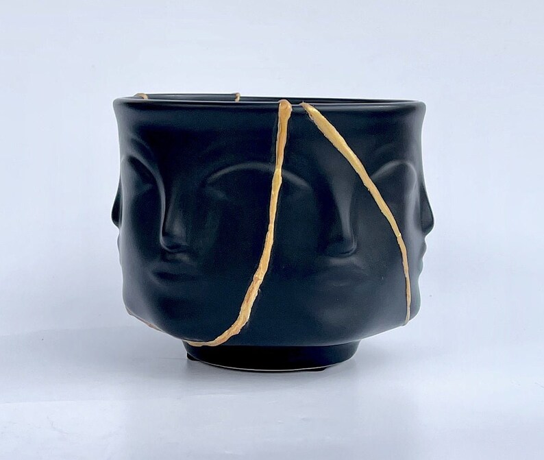 Kintsugi Planter Kintsugi Flower Pot Kintsugi Face | Etsy