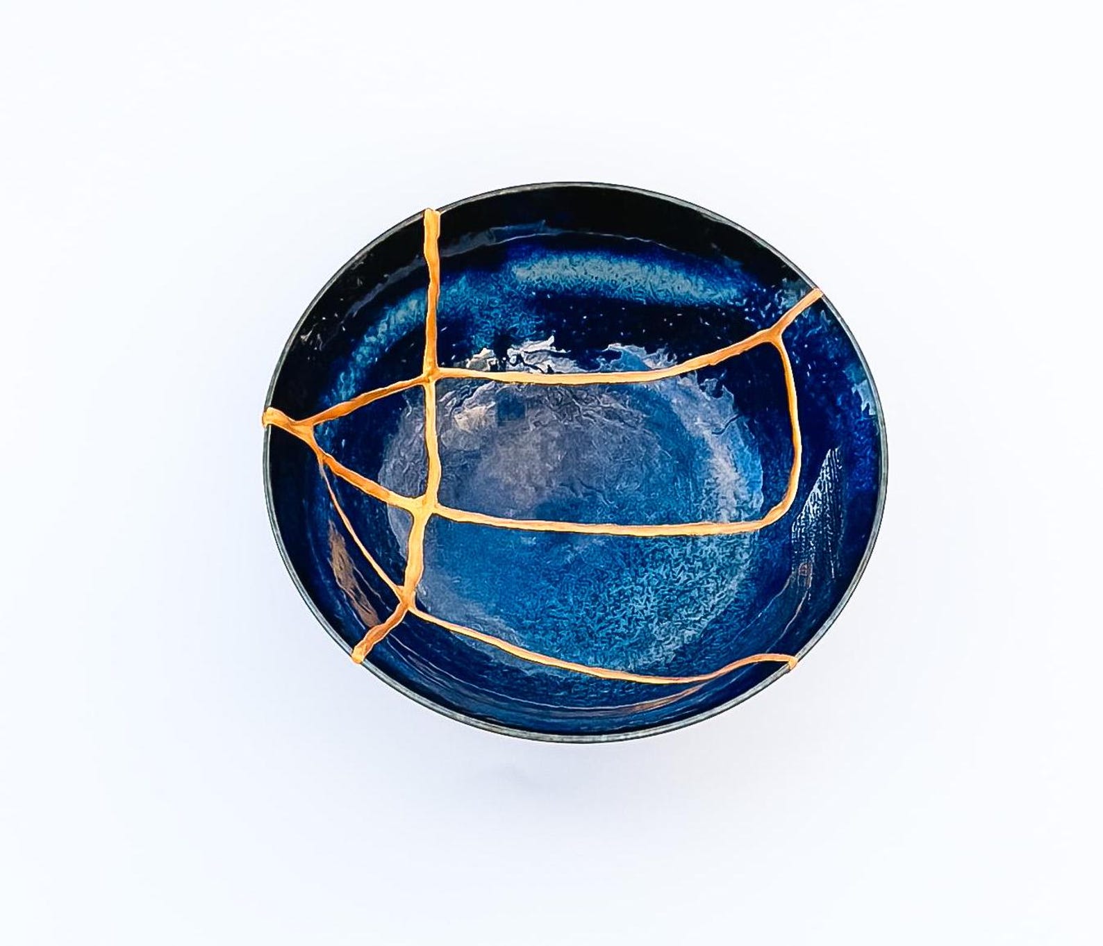 Large Blue Kintsugi Bowl - Kintsugi Home Decor - Kintsugi Pottery ...
