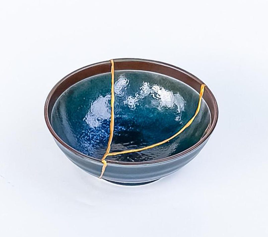 Ocean Blue Real Kintsugi Bowl - Jewelry Holder - Jewelry Container ...