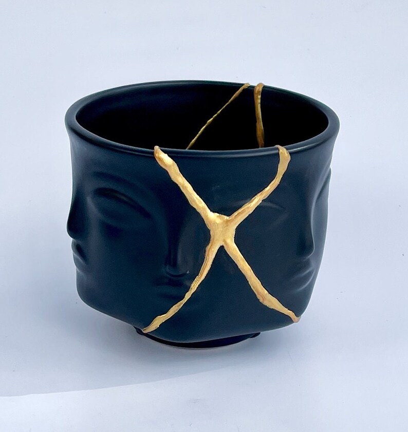 Kintsugi Planter Kintsugi Flower Pot Kintsugi Face | Etsy