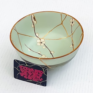 Pink Kintsugi Bowl - Cherry Blossoms -gold Repair - Anniversary Gift ...