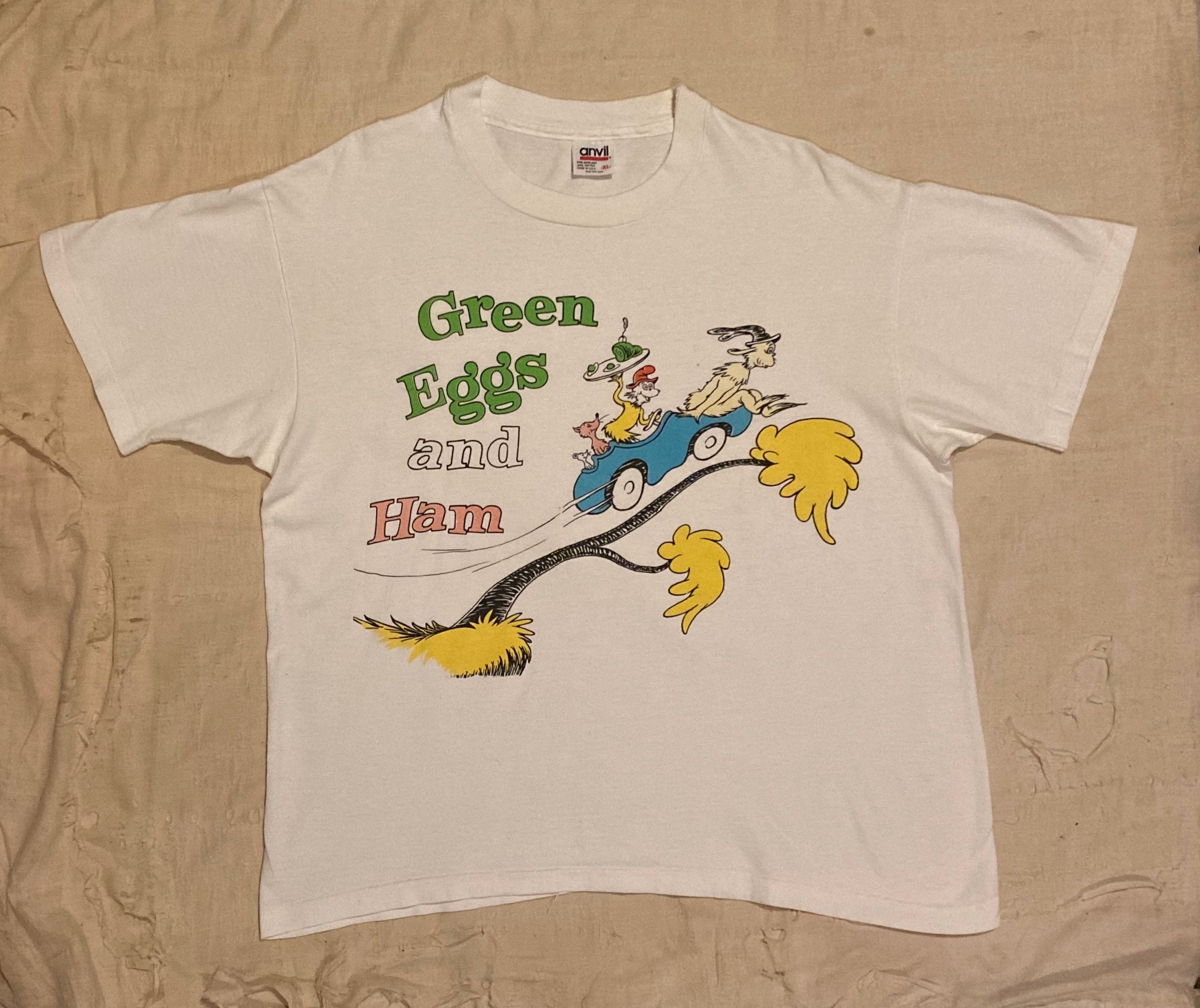 90s Dr.seuss Green Eggs and Ham Tee XL - Etsy