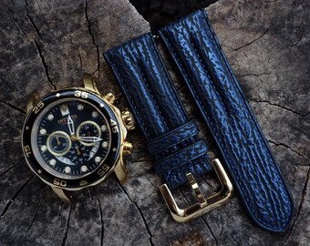 Blue Shark Skin Watch Strap - Etsy UK