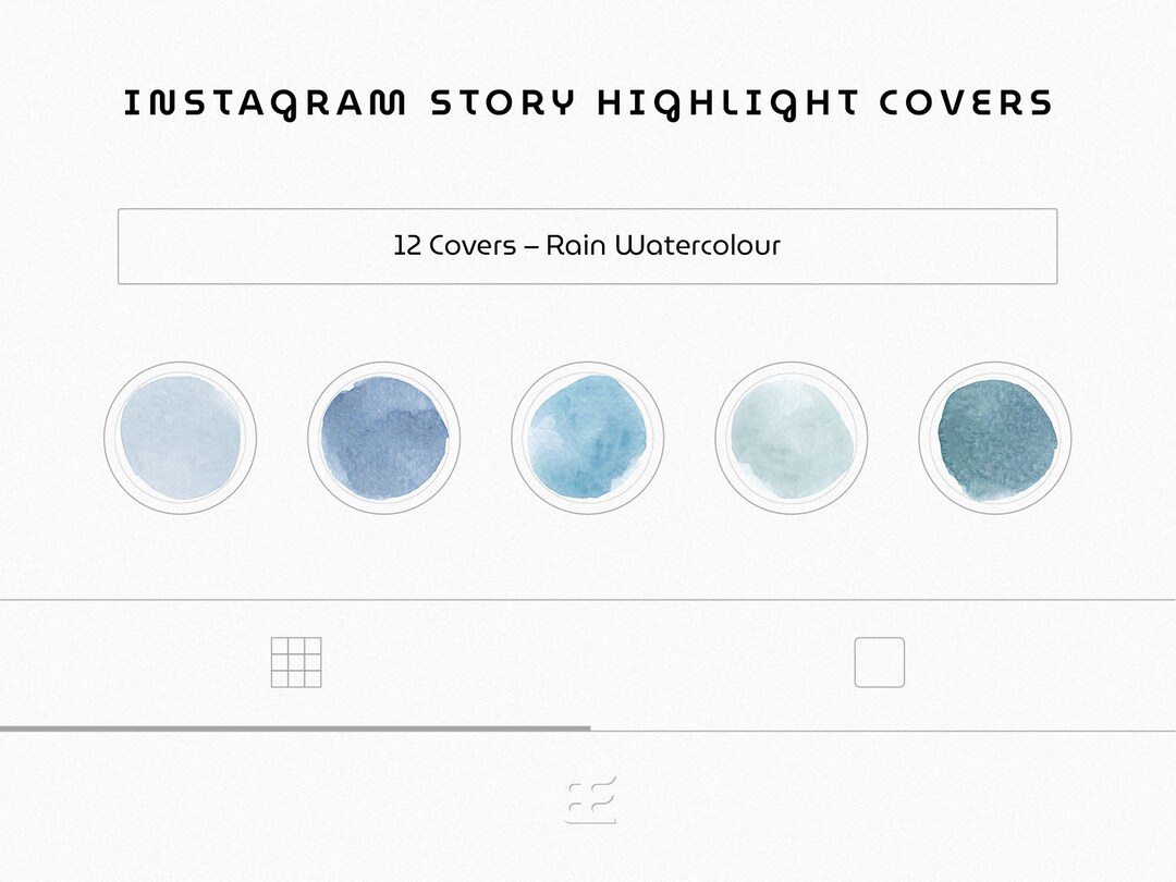 12 Blue Watercolour Instagram Highlight Covers, Simple Design, Minimal ...