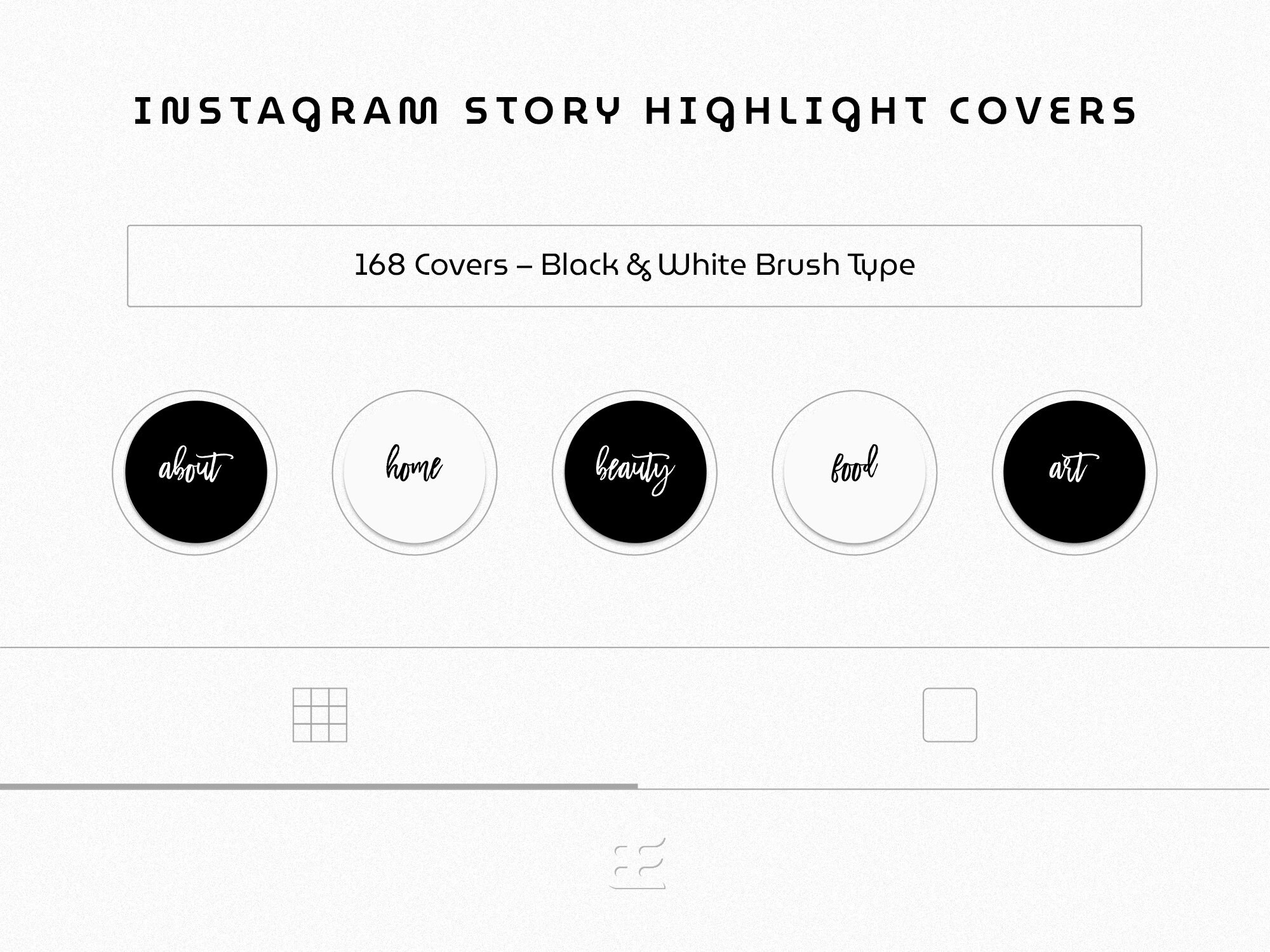 168 Minimal Black and White Brush Lettering Instagram Highlight Covers ...