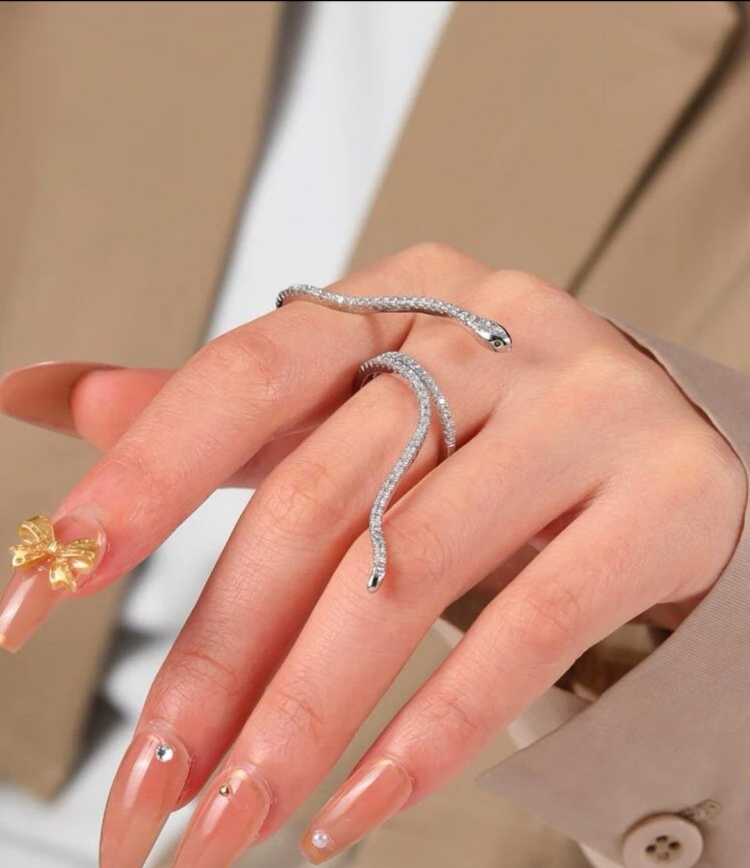 Silver Snake Thumb Ring, Aesthetic Snake Band Ring, Cute Silver Ring ...