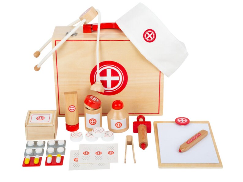 Wooden Doctor's CASE, PROFESSIONAL Doctor's Case Kit Play Set for ...