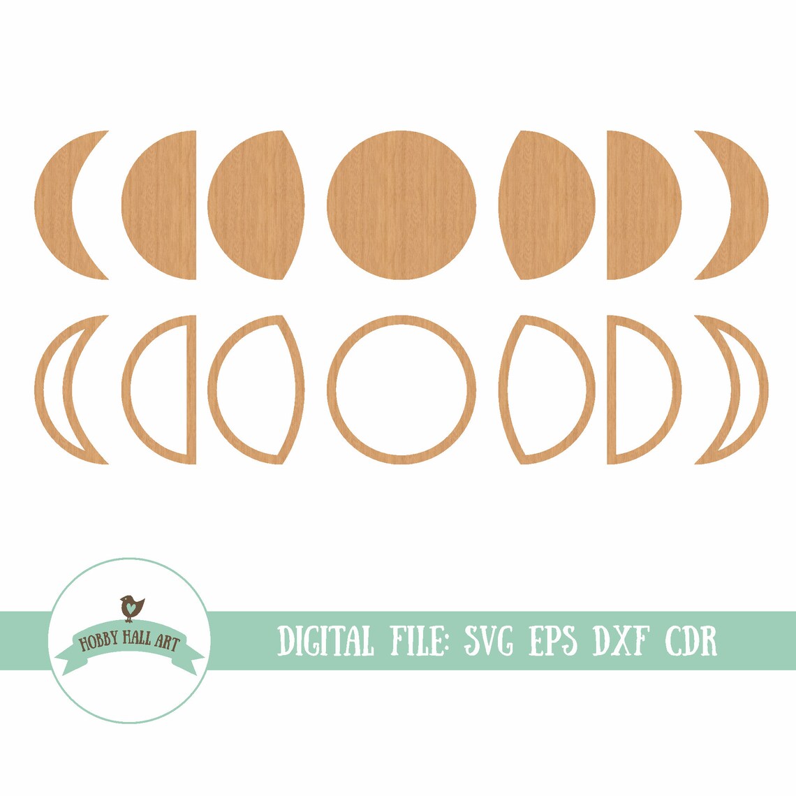 Moon Phases SVG eps cdr dxf Moon Phases vector Moon Phases cut | Etsy