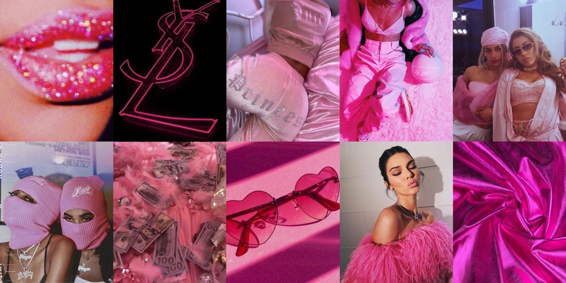 100 Piece Hot Pink Baddie Aesthetic Wall Collage Kit Etsy